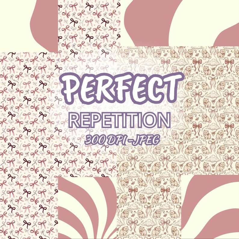 Vintage Coquette Seamless Pattern Paper Collection: Roses, Ribbons ...