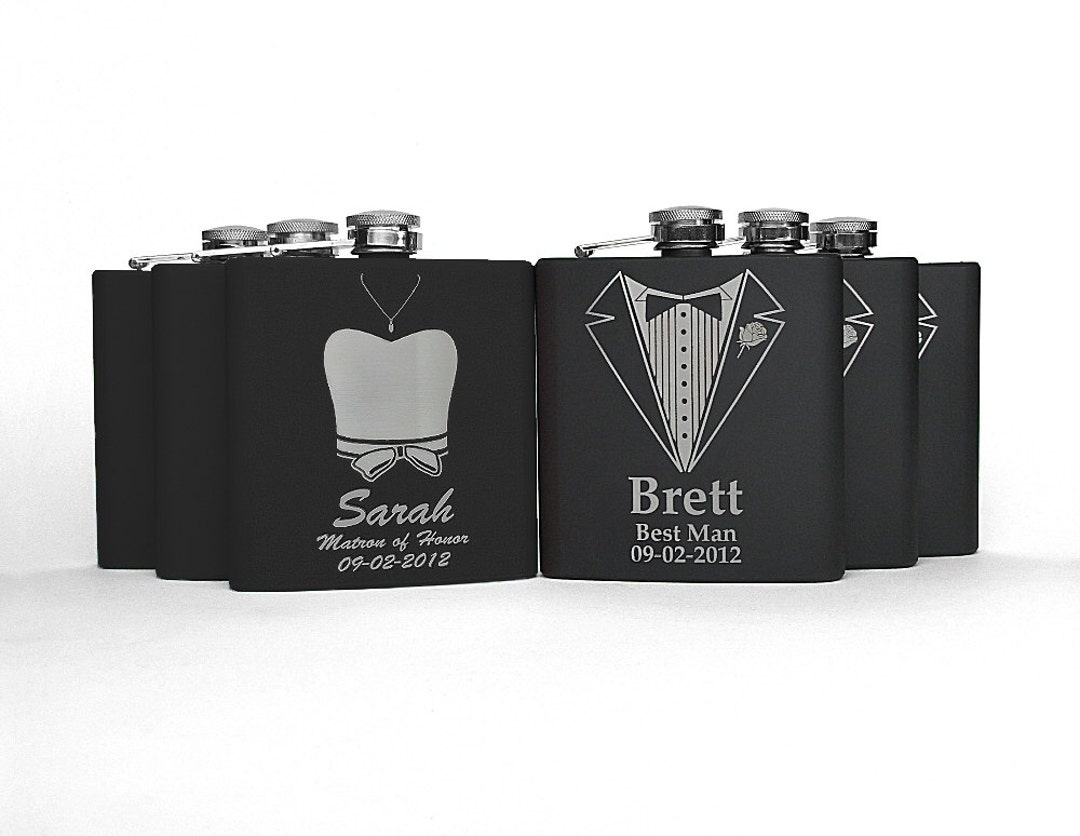 6 Flasks, Personalized Groomsmen Gift, Engraved Flasks, Groomsmen ...