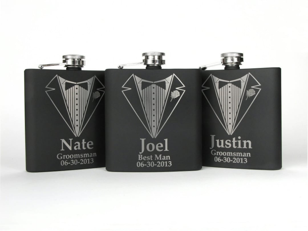 Groomsmen Gifts, 3 Flask Set, Wedding Party Flasks, Personalized Flasks ...