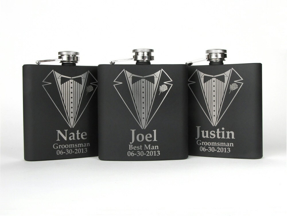 Groomsmen Gifts, 3 Flask Set, Wedding Party Flasks, Personalized Flasks ...