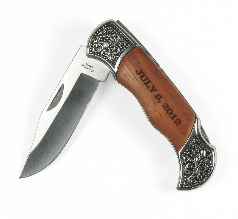 Custom Engraved Quote on Rosewood Pocket Knife Gift Personalized ...