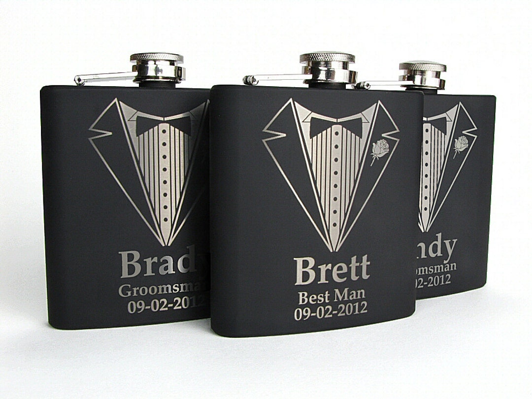 Groomsmen Gifts, 3 Flask Set, Wedding Party Flasks, Personalized Flasks ...