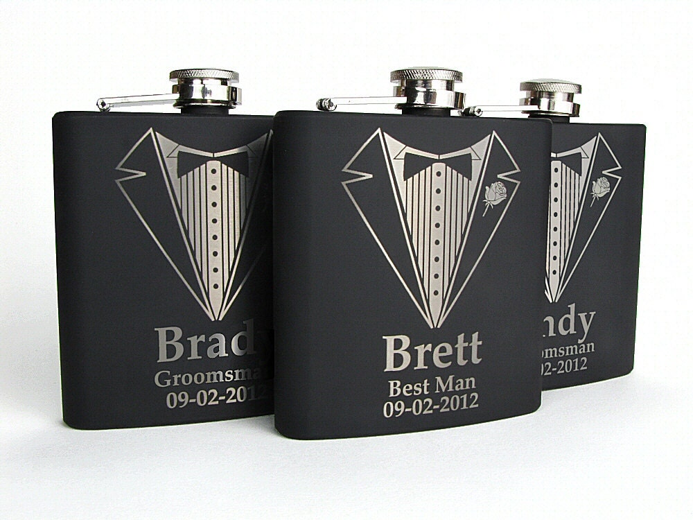 Groomsmen Gifts 3 Flask Set Wedding Party flasks | Etsy