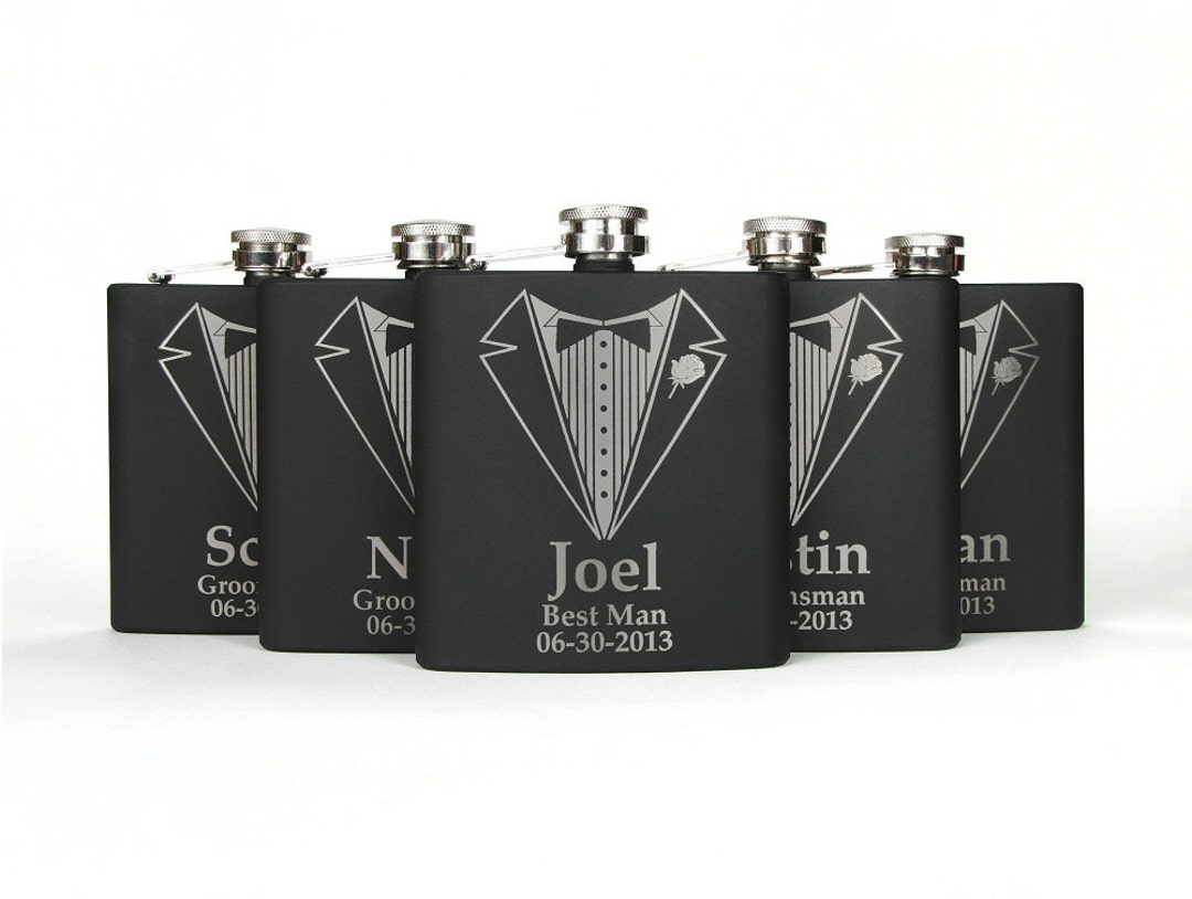 Personalized Groomsmen Gift, 5 Engraved Flasks, Groomsmen Flasks - Etsy