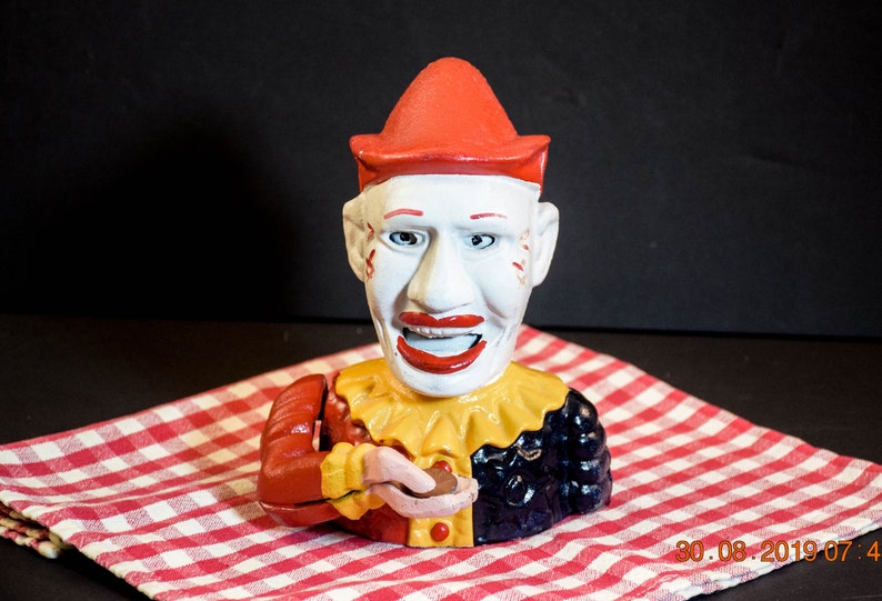 Vintage Cast Iron Clown Bank Reproduction of Original | Etsy