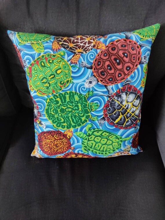 Turtles Accent Pillow Blue Back Free Shipping - Etsy