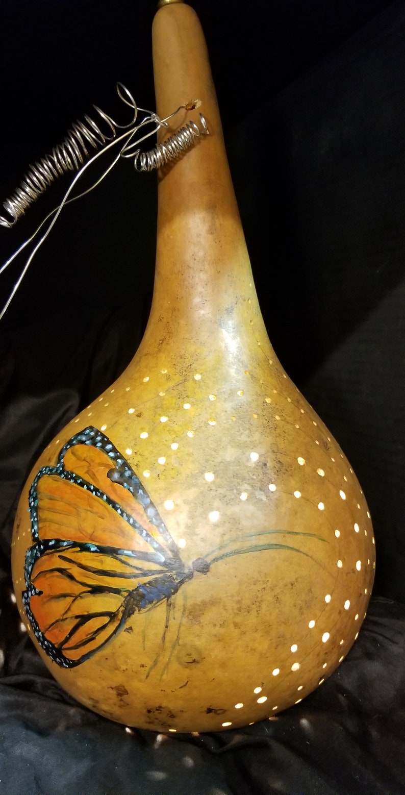 Moth and Monarch Gourd Lantern - Etsy