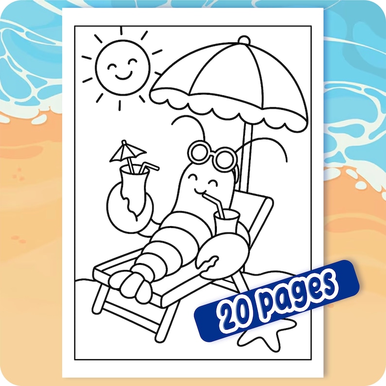 20 Summer Animal Coloring Pages for Kids | Beach Theme, Thick Outlines ...