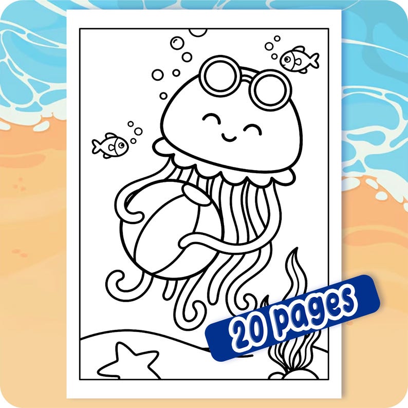 20 Summer Animal Coloring Pages for Kids | Beach Theme, Thick Outlines ...