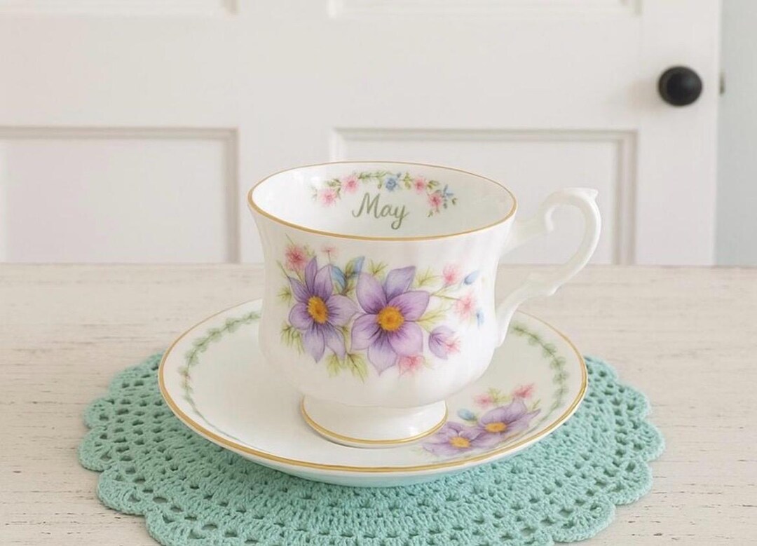 MAY TEACUP & SAUCER, May Cup and Saucer by Queen's English Fine Bone ...
