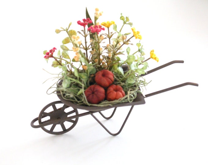 MINIATURE METAL WHEELBARROW, Autumn Décor, Dollhouse Garden Décor ...