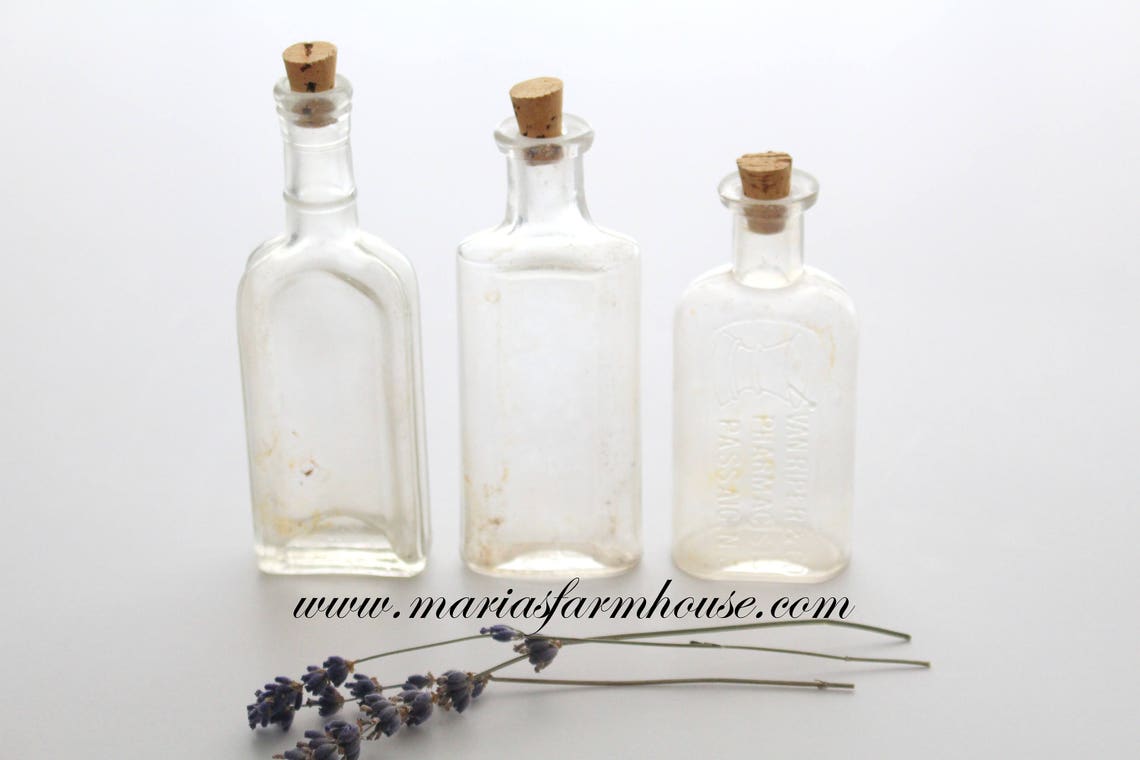 Bottles Antique Pontil Mark Apothecary Bottles With Cork Etsy