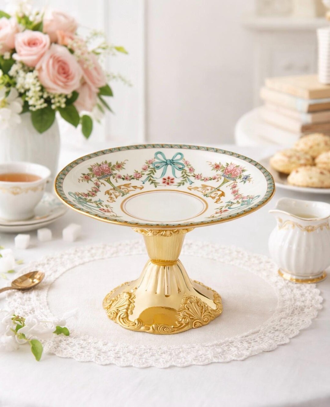 UPCYCLED TIER by Aynsley “rosedale” Pattern, Saucer Pedestal Display ...