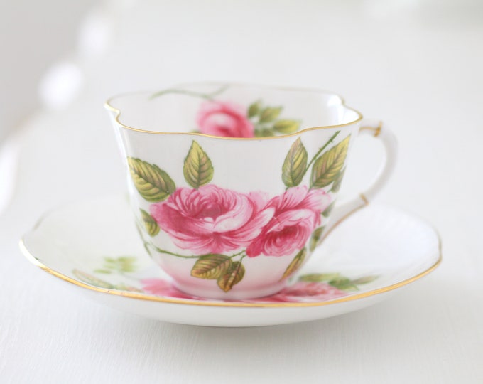 TEACUP & SAUCER by Shelley Rambler Rose Pattern C. 1940 - Etsy