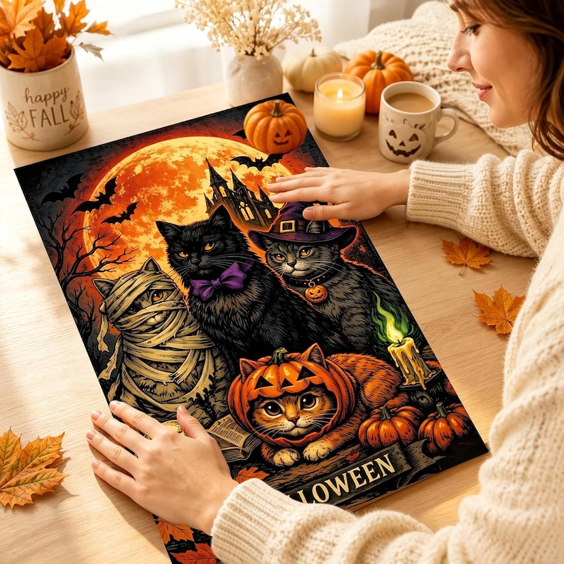 1 Halloween Diamond Art for Adults, Cat 5D Diamond Painting Kits - Etsy