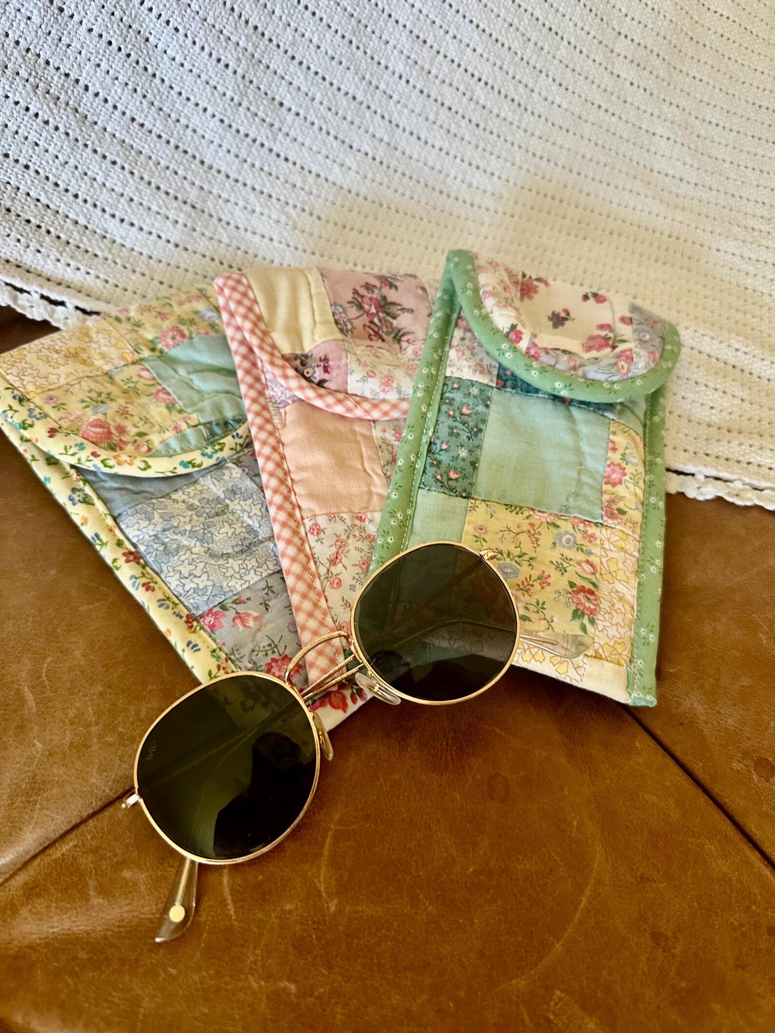 Vintage Scrappy Patchwork Quilt Glasses Sleeve | Pencil Pouch ...