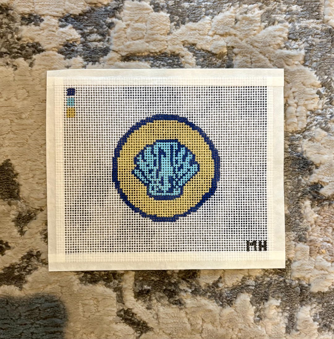 Hand-painted Shell Needlepoint Canvas (3"x3") - Etsy