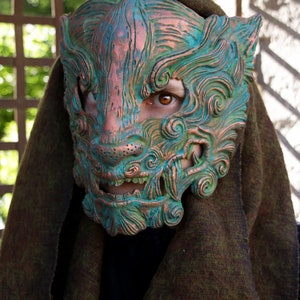 MADE TO ORDER - Copper Green Oni Mask Japanese Demon Ogre Cosplay Larp ...
