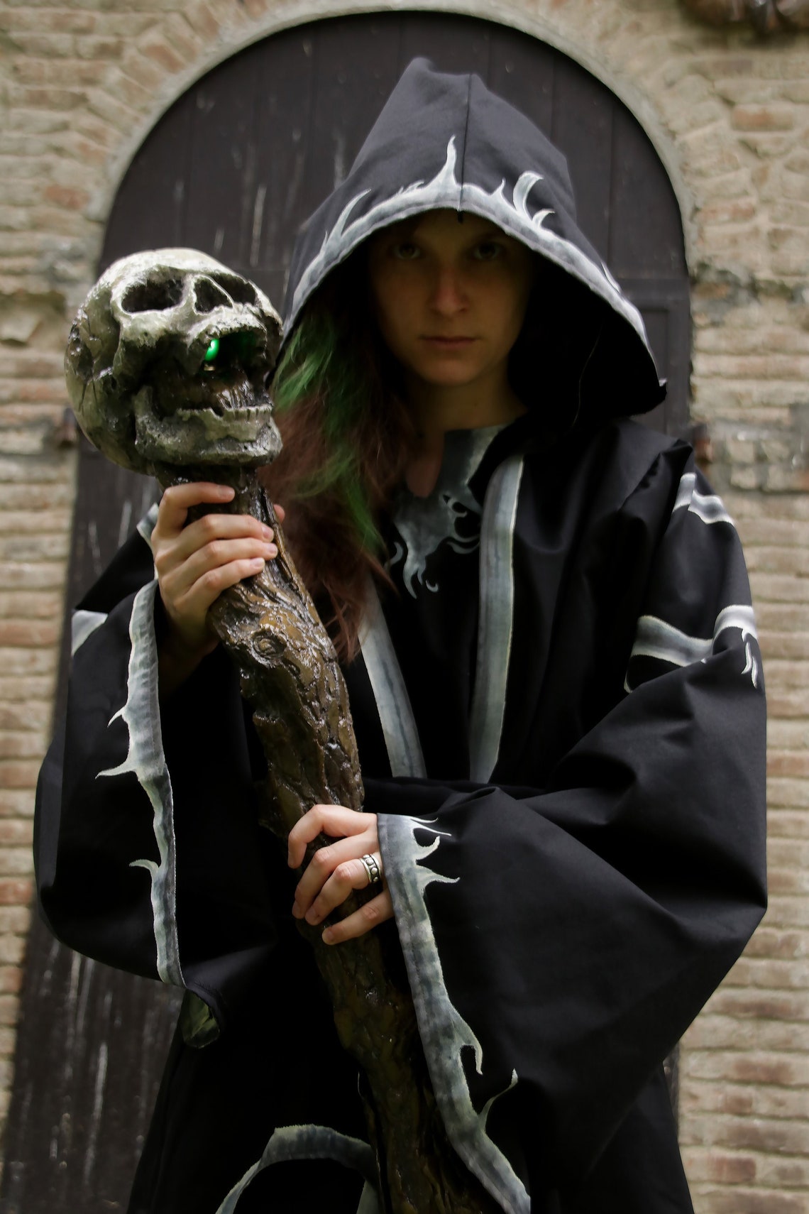 MADE TO ORDER Black Necromancer Dress Robe Tunic Cape Hood | Etsy