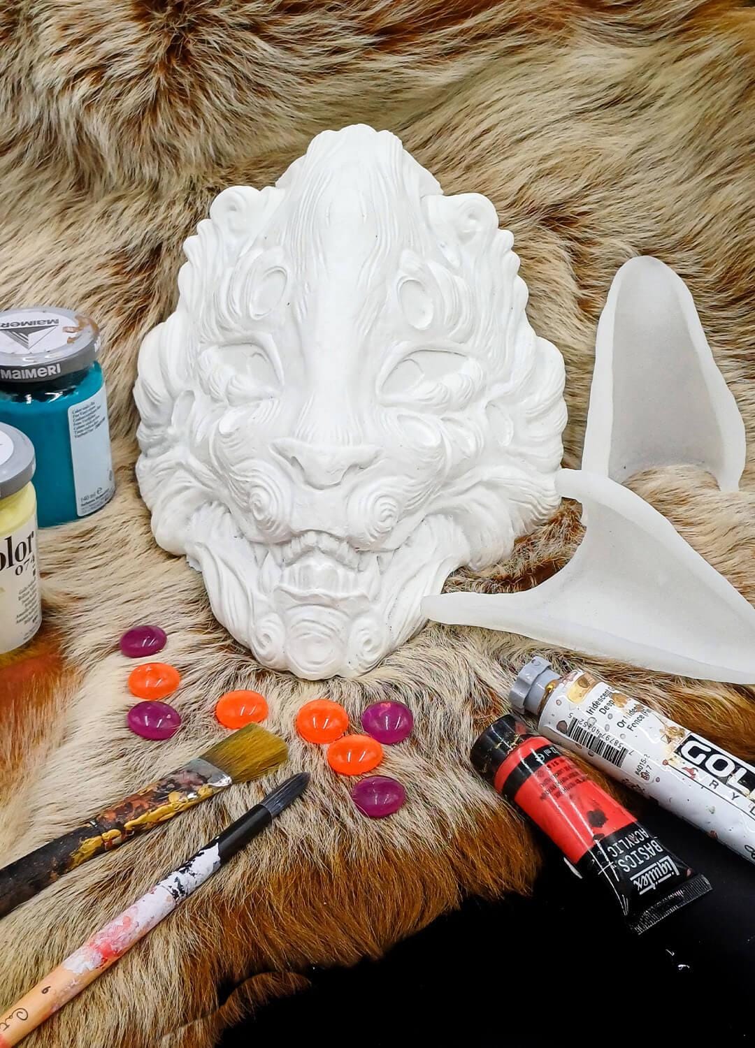 READY TO SHIP - Kitsune Blank Mask Resin Fox Yokai Mitology Creature ...