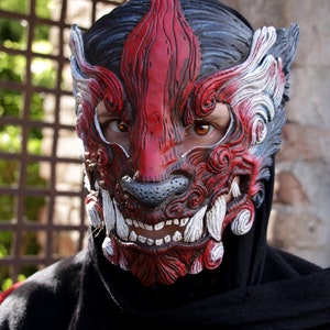 MADE TO ORDER - Red Blue White Oni Mask Japanese Demon Ogre Larp ...