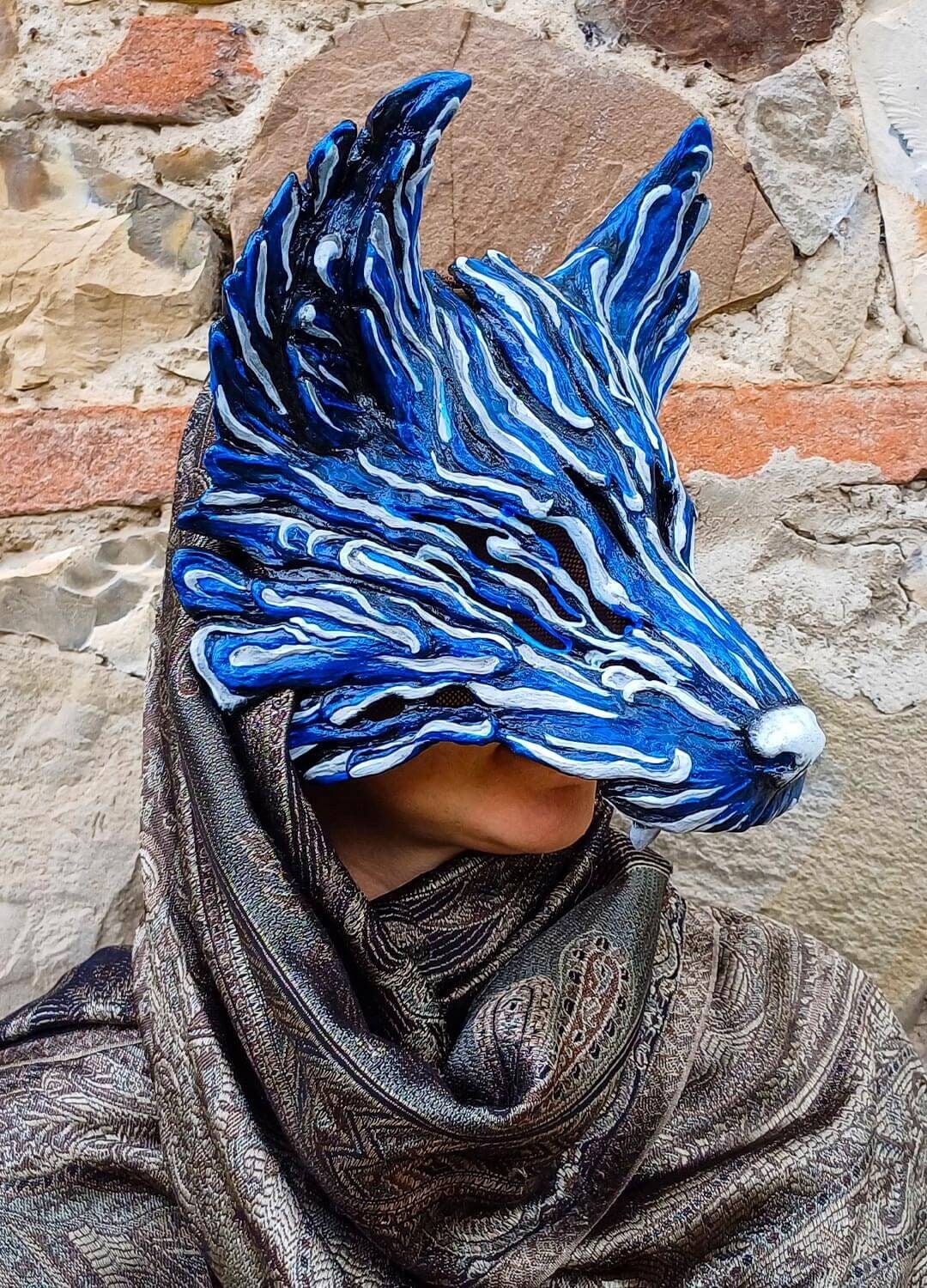 MADE TO ORDER Fenrir Grey Wolf Glow in the Dark Resin Mask Cosplay Larp ...