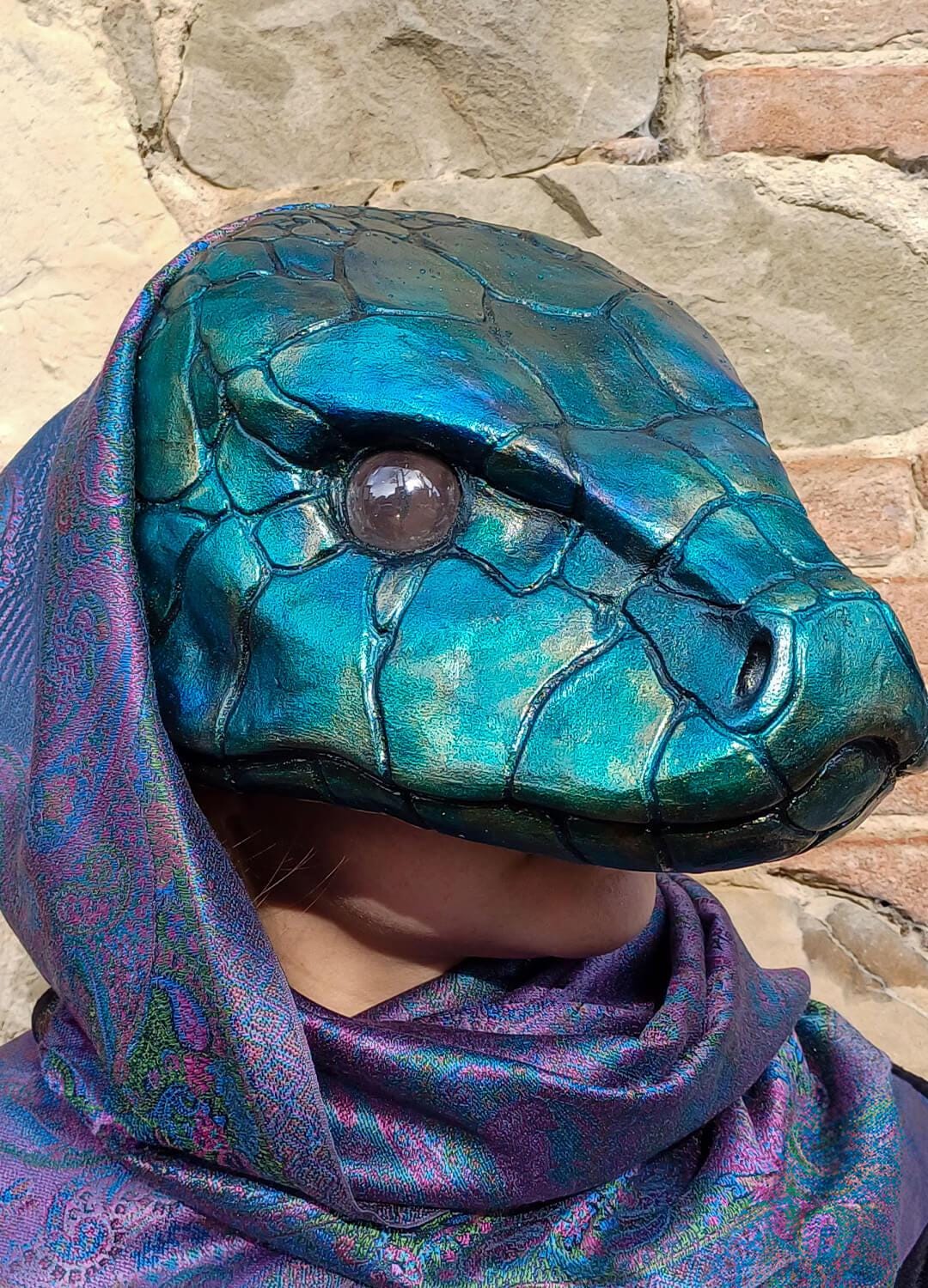 READY TO SHIP Rainbow Serpent Mask - Mythical Resin Headpiece for Larp ...