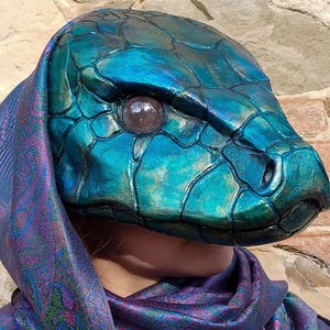 READY TO SHIP Rainbow Serpent Mask - Mythical Resin Headpiece for Larp ...