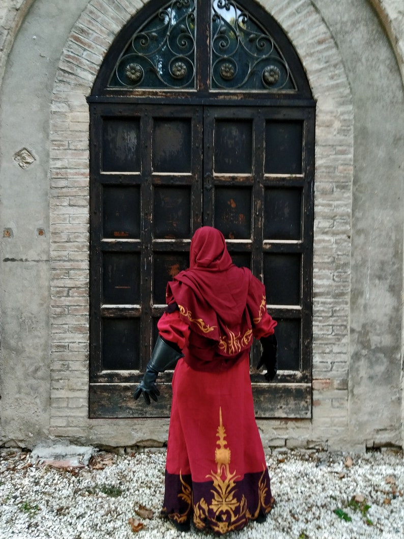 MADE TO ORDER Red Wizard Robe Costume Tunic Dress Cape Hood - Etsy