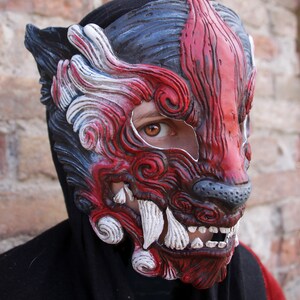 MADE TO ORDER - Red Blue White Oni Mask Japanese Demon Ogre Larp ...
