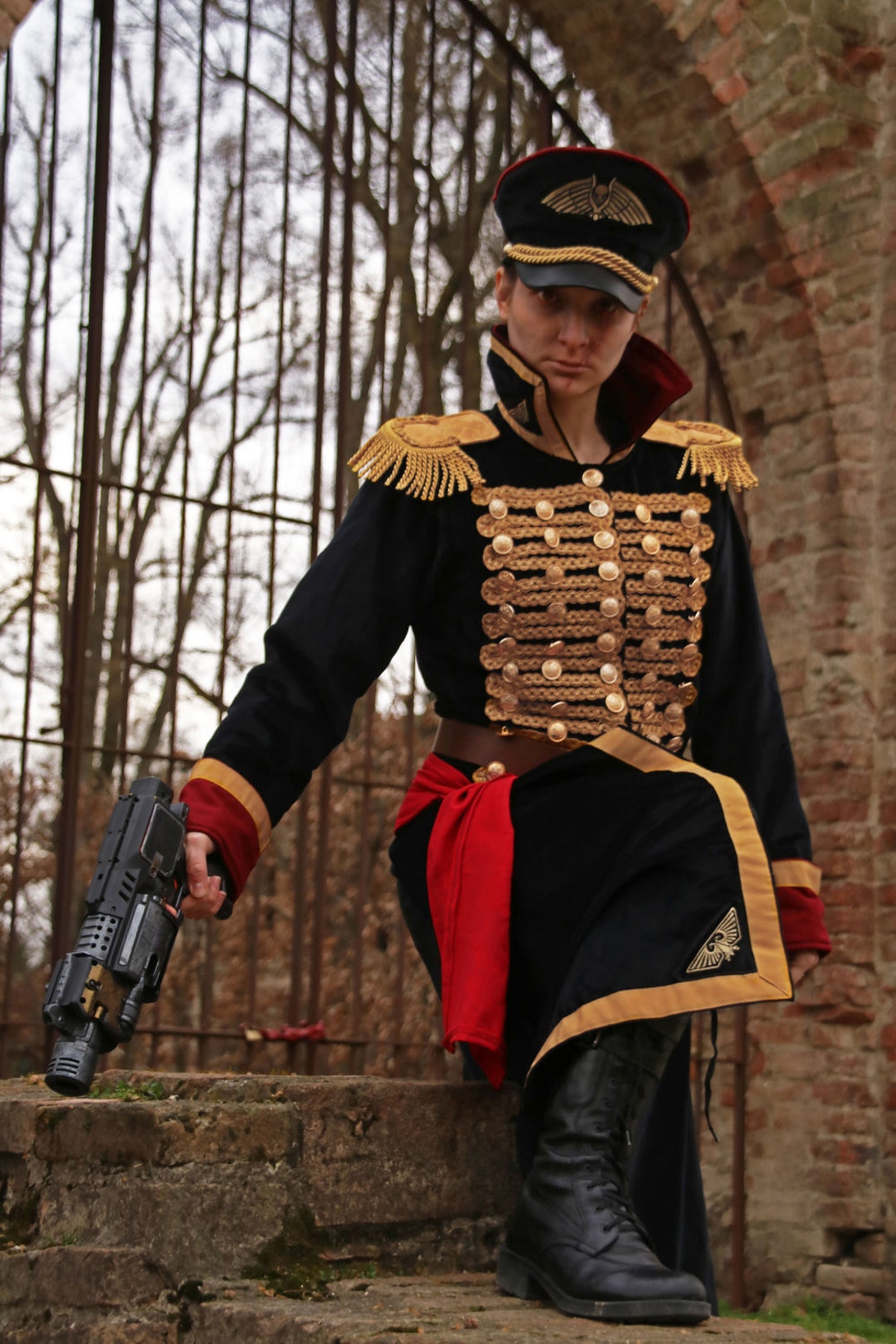 MADE TO ORDER - Warhammer Commissar Surcoat Jacket Uniform Gold Black ...