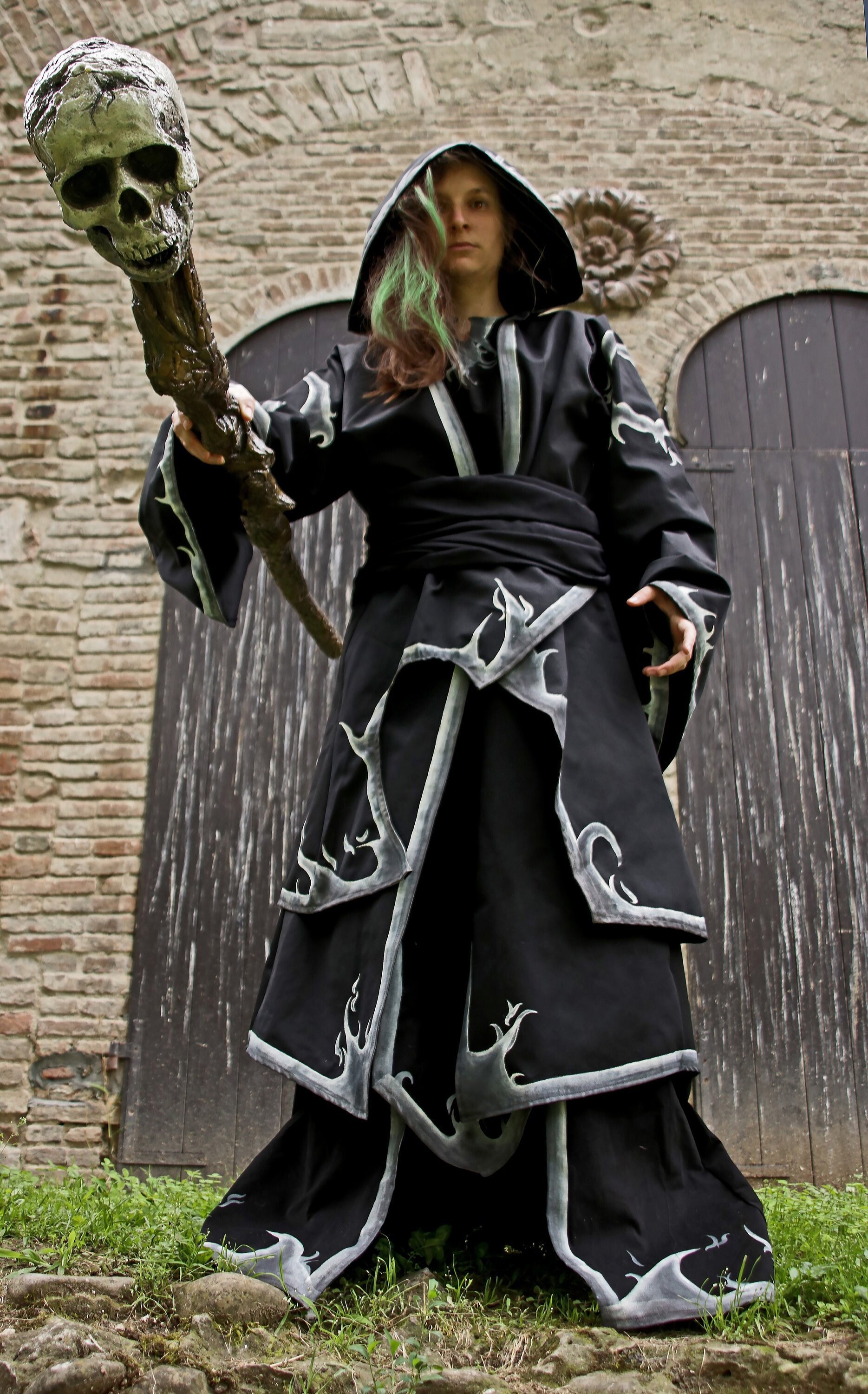 MADE TO ORDER black necromancer dress robe tunic cape hood | Etsy