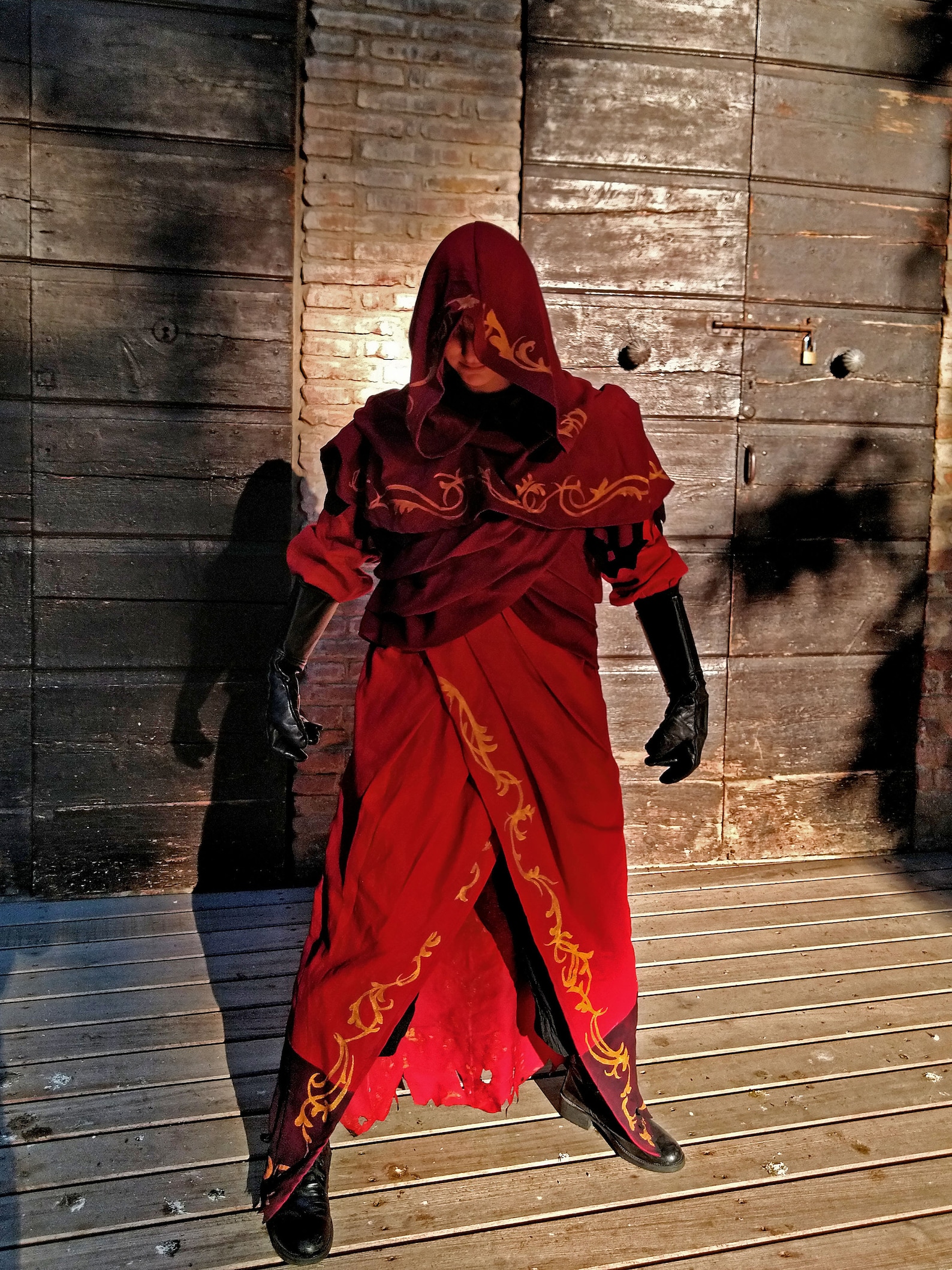 MADE TO ORDER red wizard robe costume tunic dress cape hood | Etsy