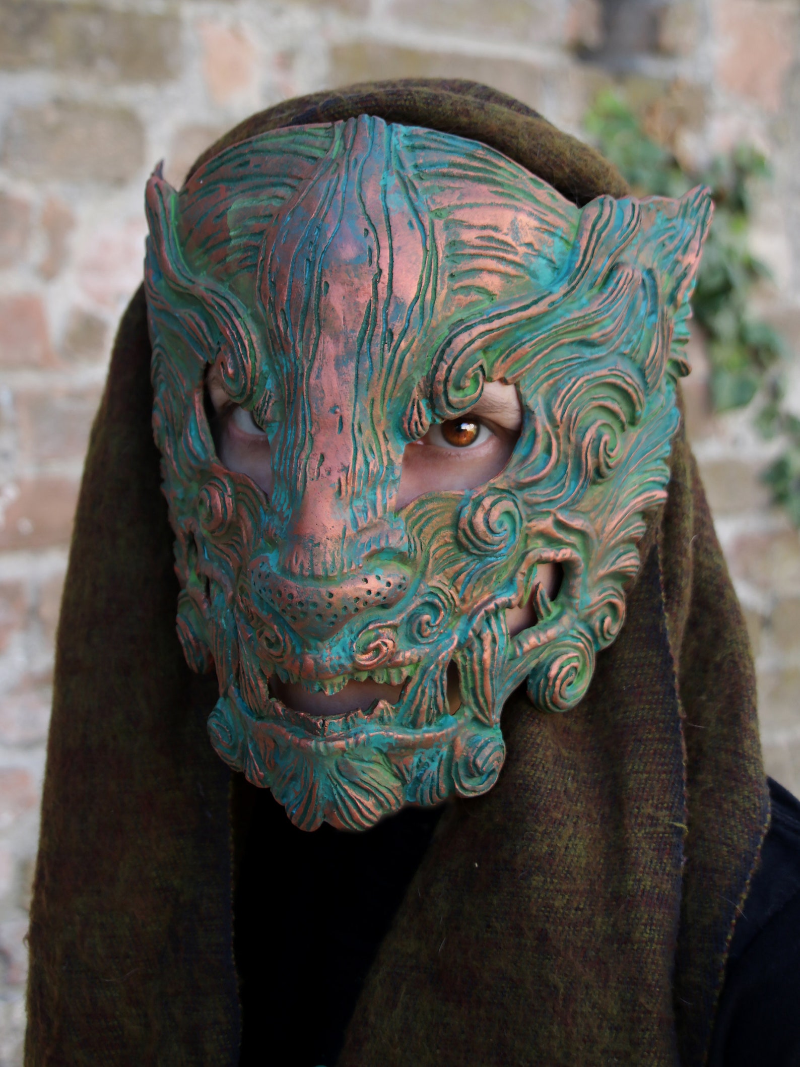 MADE TO ORDER Copper Green Oni Mask Japanese Demon Ogre - Etsy