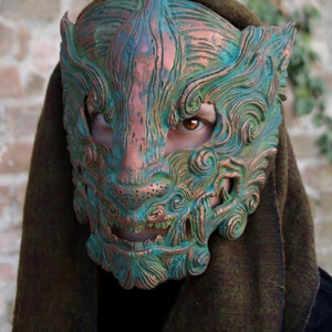 MADE TO ORDER - Copper Green Oni Mask Japanese Demon Ogre Cosplay Larp ...