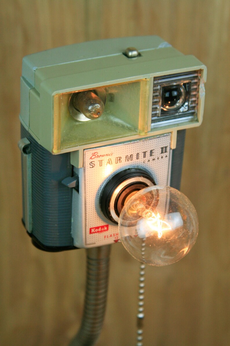 Funky Modern Upcycled Camera Lamp Kodak Starmite 2 Grey on Grey - Etsy