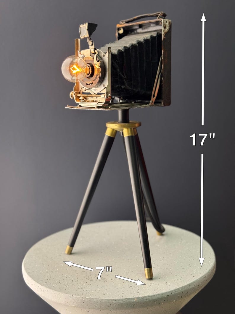Upcycled Camera Lamp – Mid-century Modern Tripod Base, Handcrafted - Etsy