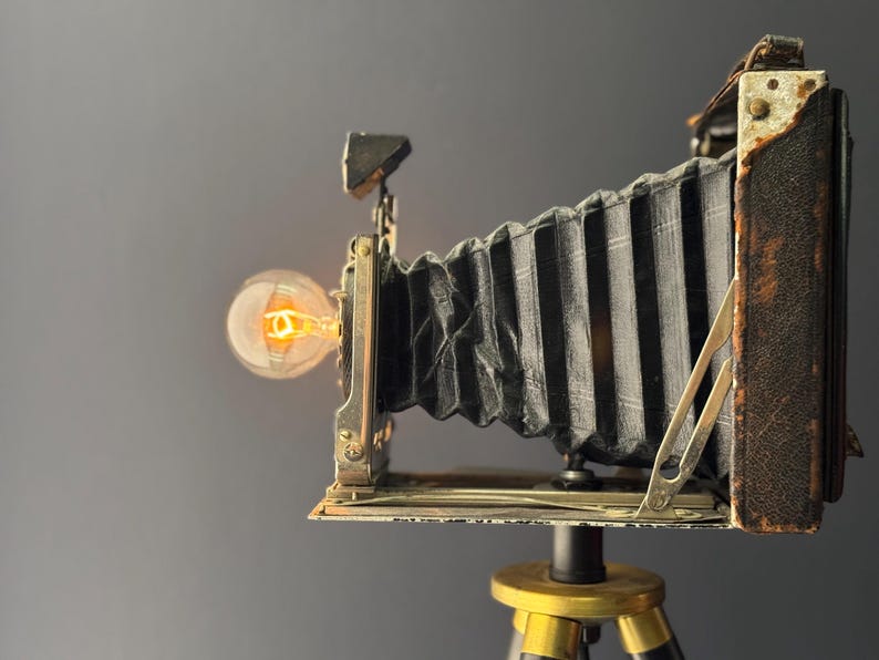 Upcycled Camera Lamp – Mid-century Modern Tripod Base, Handcrafted - Etsy