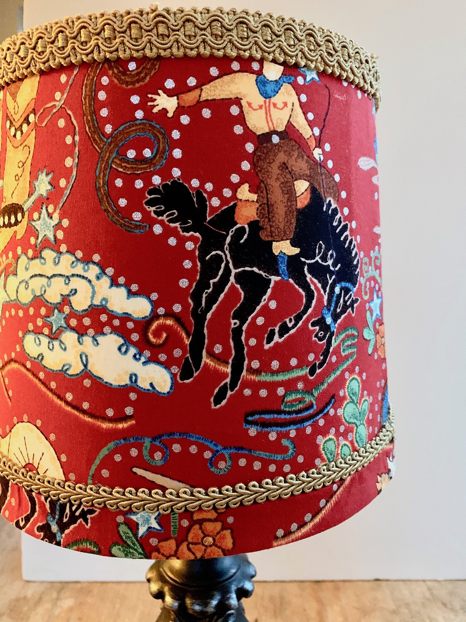 Cowboy Lamp Shade, Western Decor for Childs Bedroom, Red Decorative ...