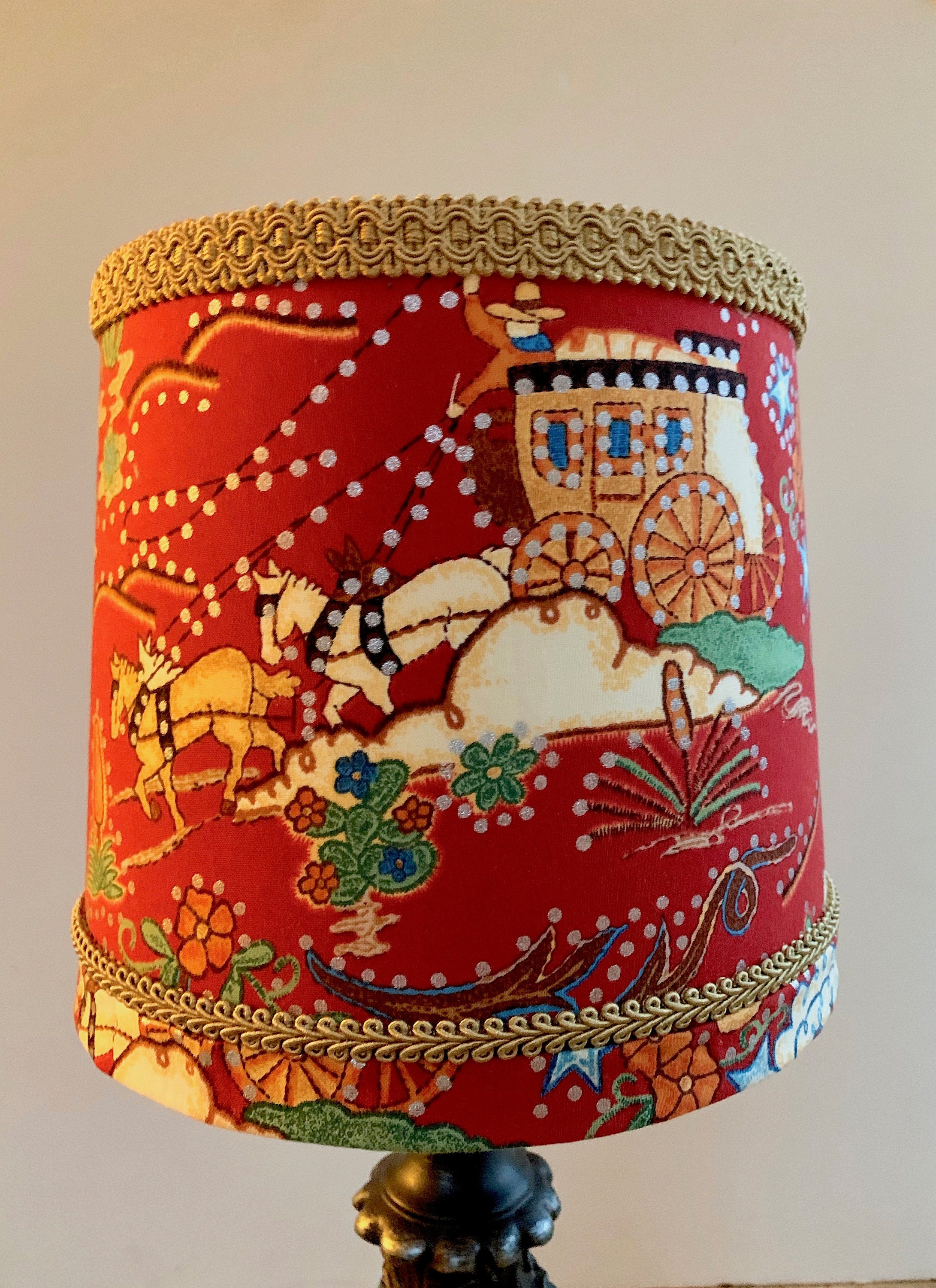 Cowboy Lamp Shade, Western Decor for Childs Bedroom, Red Decorative ...