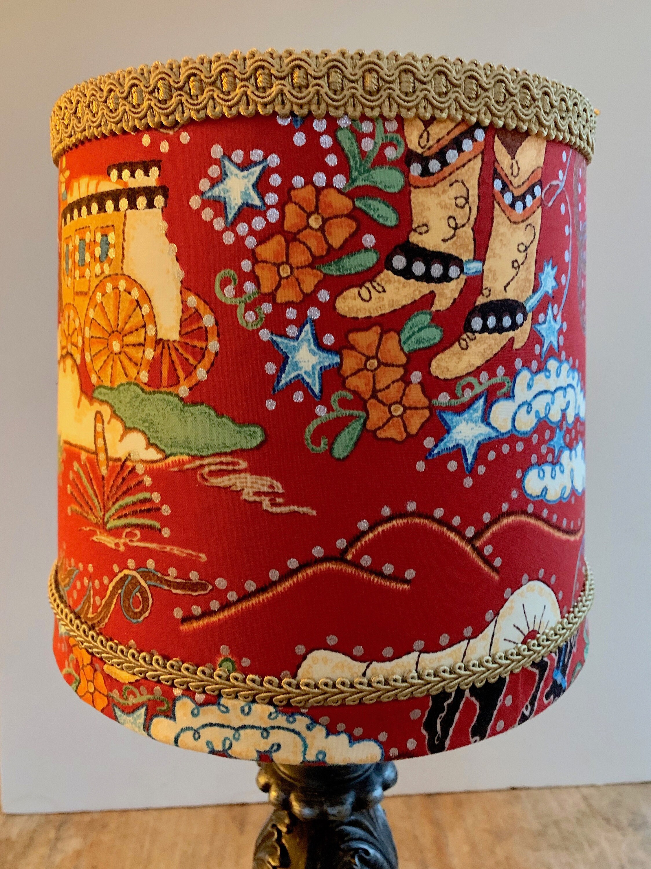 Cowboy Lamp Shade, Western Decor for Childs Bedroom, Red Decorative ...