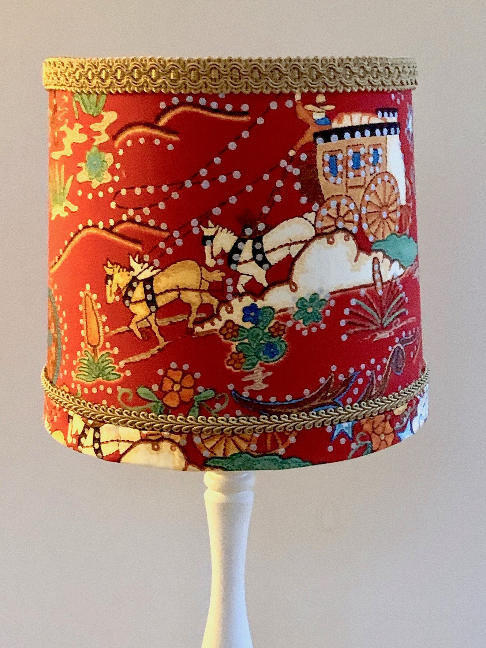 Cowboy Lamp Shade, Western Decor for Childs Bedroom, Red Decorative ...