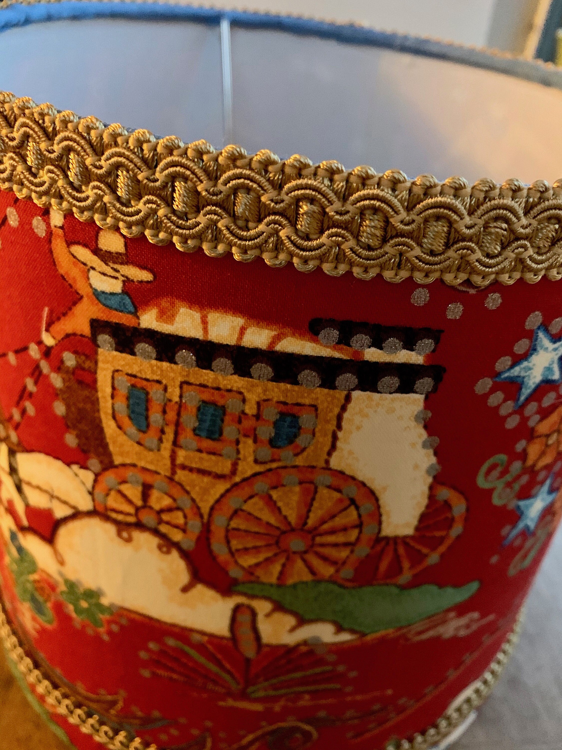 Cowboy Lamp Shade, Western Decor for Childs Bedroom, Red Decorative ...