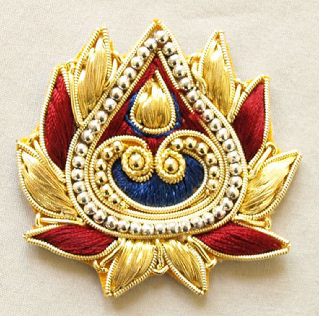 2 Hand-embroidered Appliques. Burgundy, Deep Blue, Gold. With Beads - Etsy