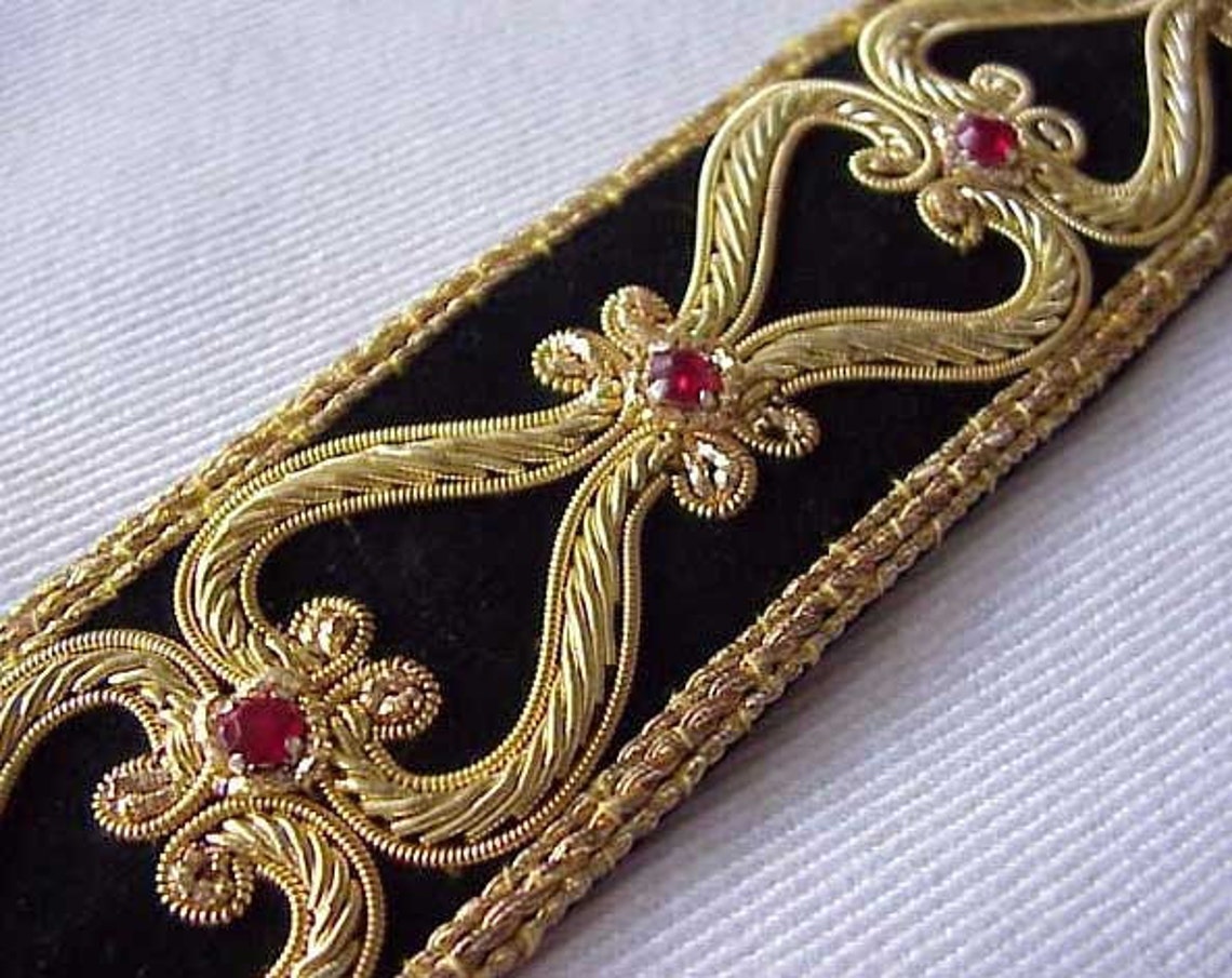Hand-beaded Trim. Gold Bullion on Black Velvet - Etsy