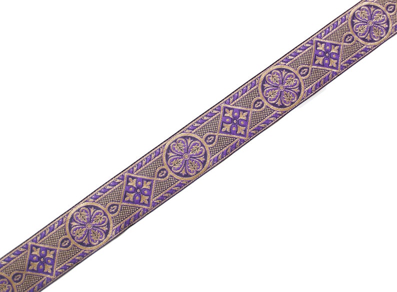 2 3/8 Wide Jacquard Trim Medieval Style Purple & Gold - Etsy