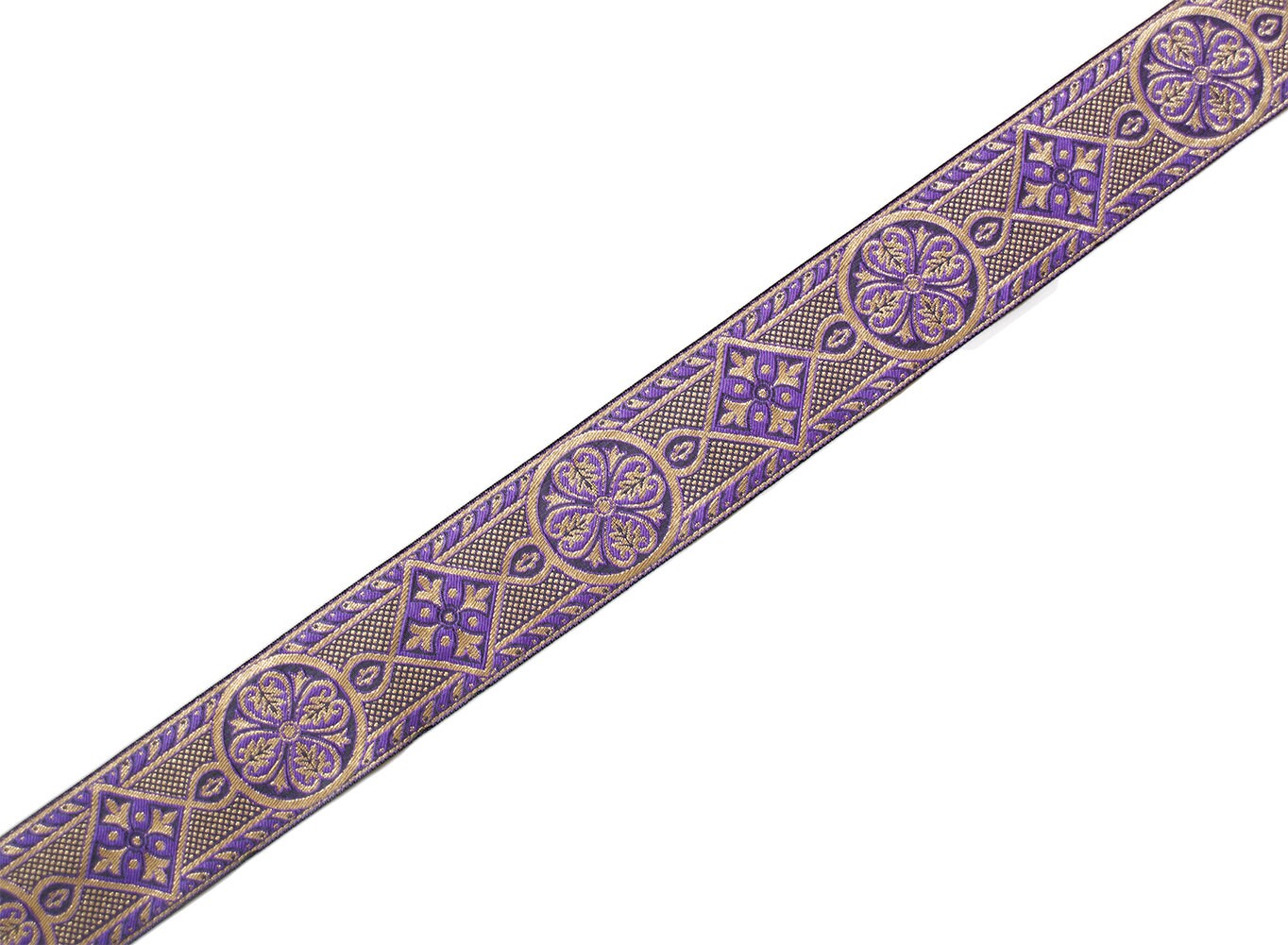 2 3/8" Wide Jacquard Trim Medieval Style Purple & Gold Church Vestment ...