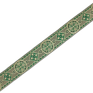 3 YDS Green & Gold Medieval Jacquard Trim for Chasuble Vestment 2 3/8 ...