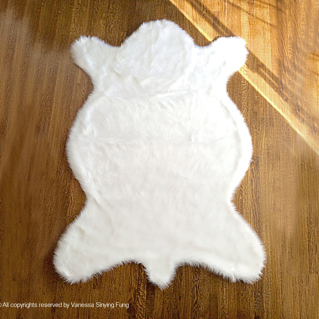 Area Rug White Faux Fur Scandinavian Style Shaggy Decorative - Etsy