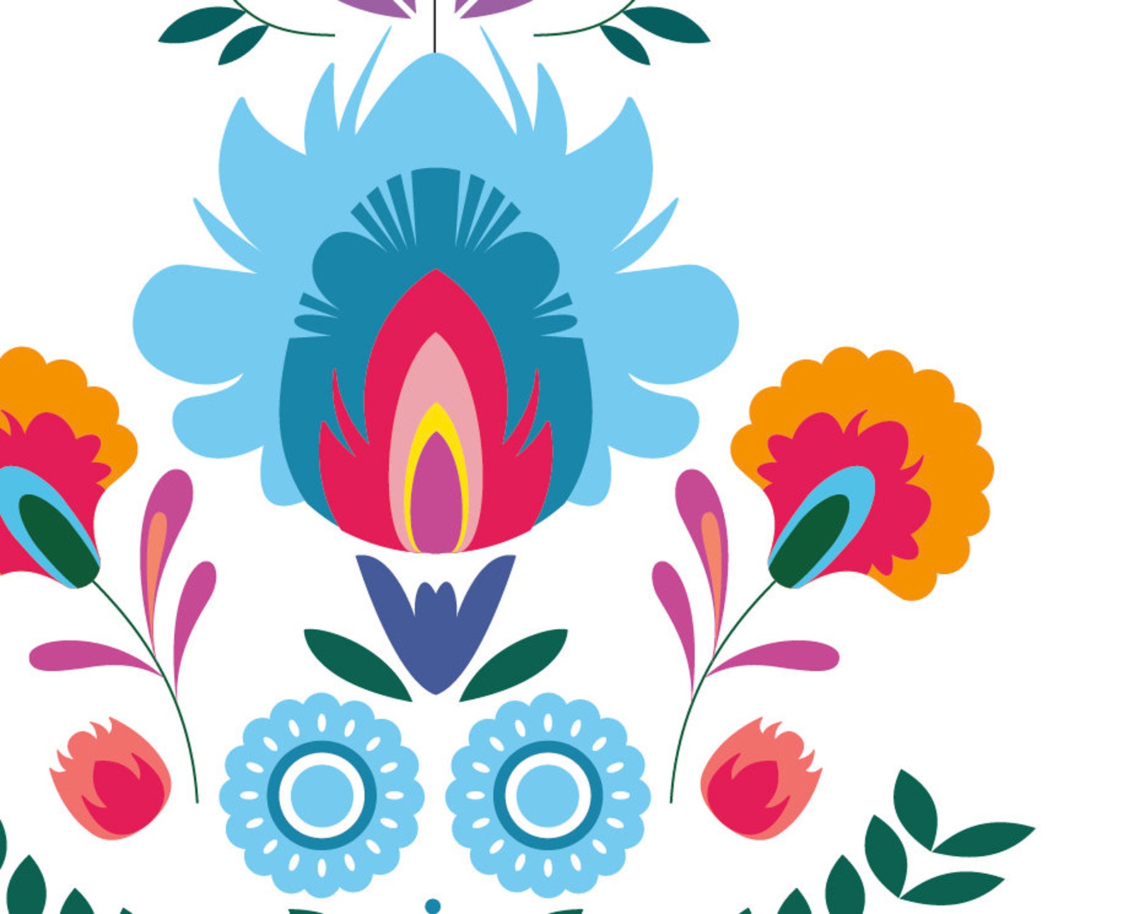 Scandinavian Swedish Blue Floral Wall Art Floral Folk Art - Etsy